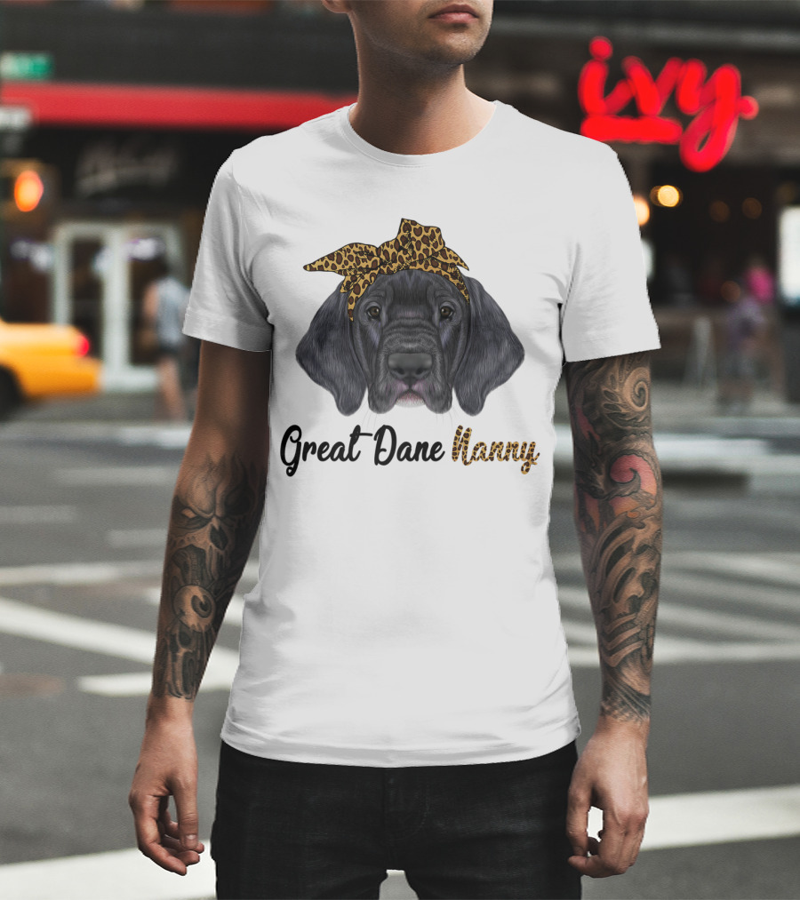 Great Dane Nanny Leopard Headband T-Shirt