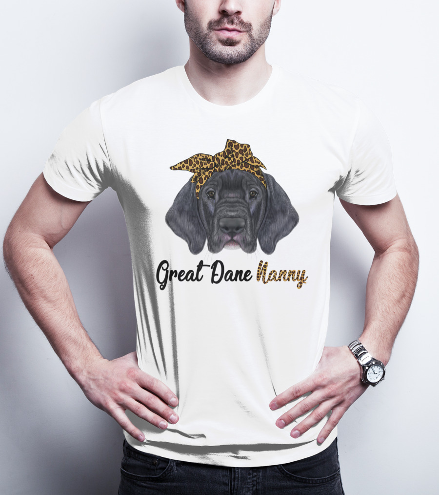 Great Dane Nanny Leopard Headband T-Shirt
