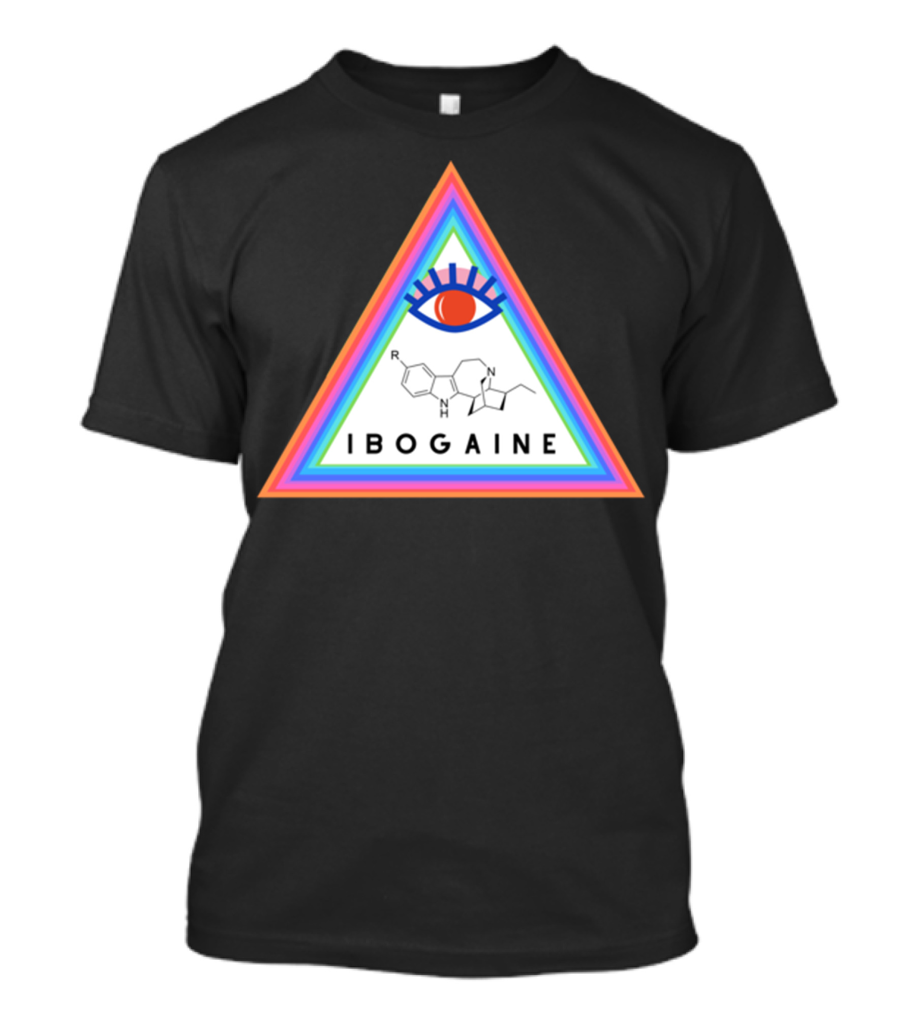 Ibogaine Molecular Structure Rainbow Triangle With Eye T-Shirt