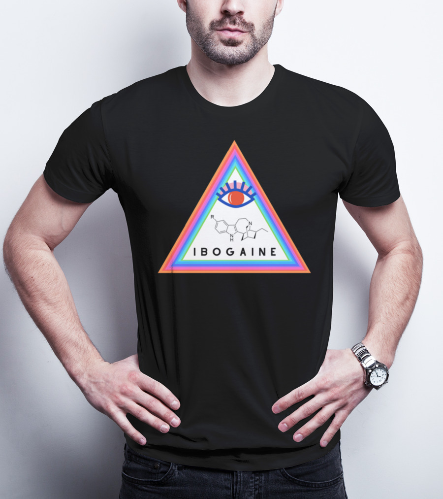 Ibogaine Molecular Structure Rainbow Triangle With Eye T-Shirt