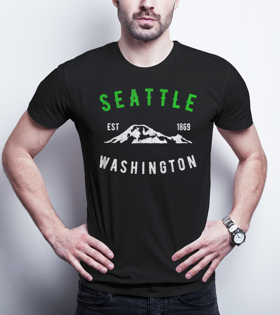 Seattle Washington Est 1869 Classic Emerald City Mountain T-Shirt