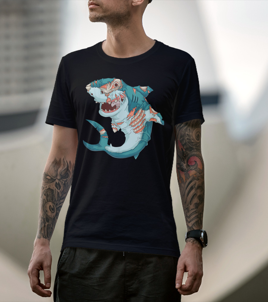 Cool Shark Zombie Funny Lazy Halloween T-Shirt