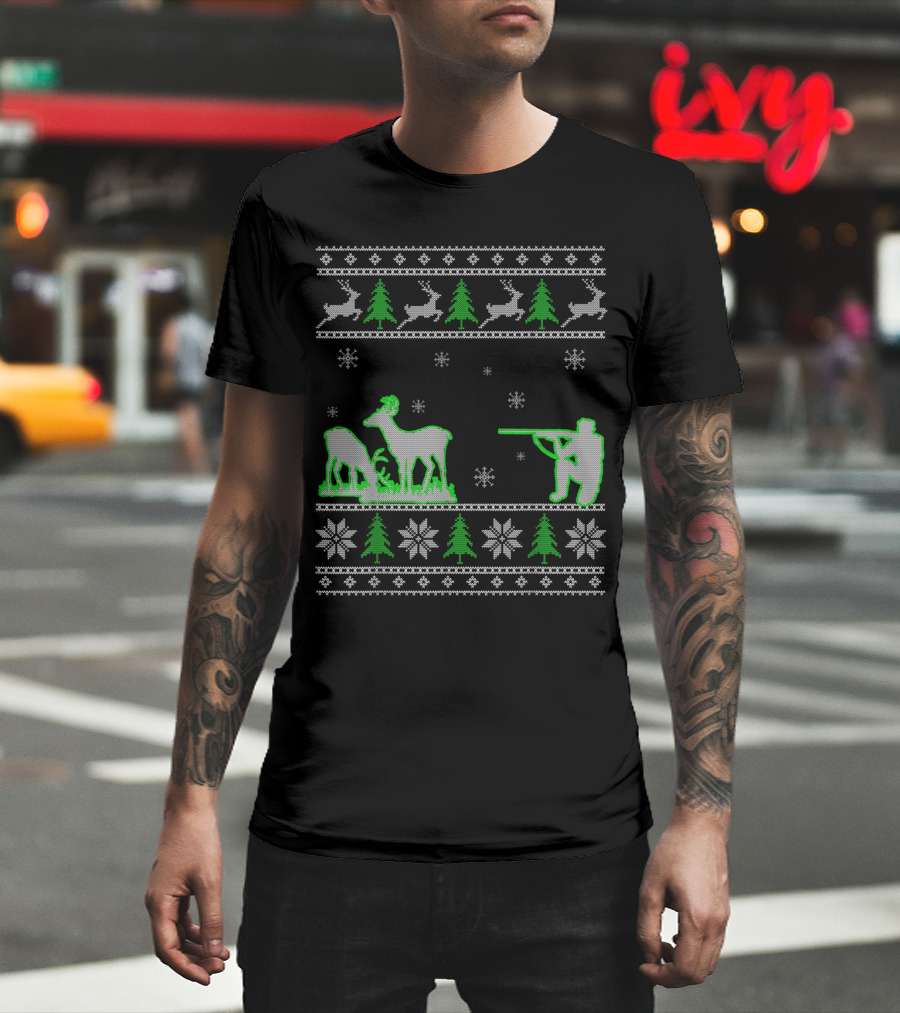 Funny Ugly Christmas Deer Hunters Holiday Hunting T-Shirt
