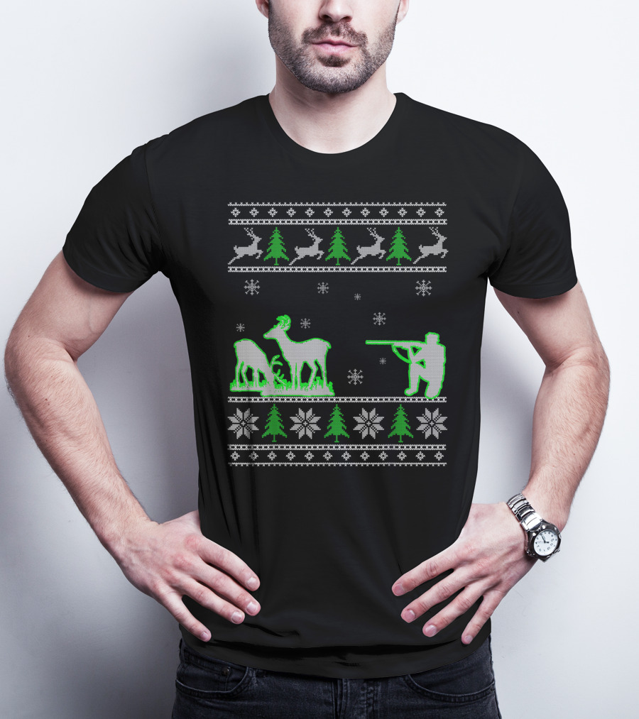 Funny Ugly Christmas Deer Hunters Holiday Hunting T-Shirt