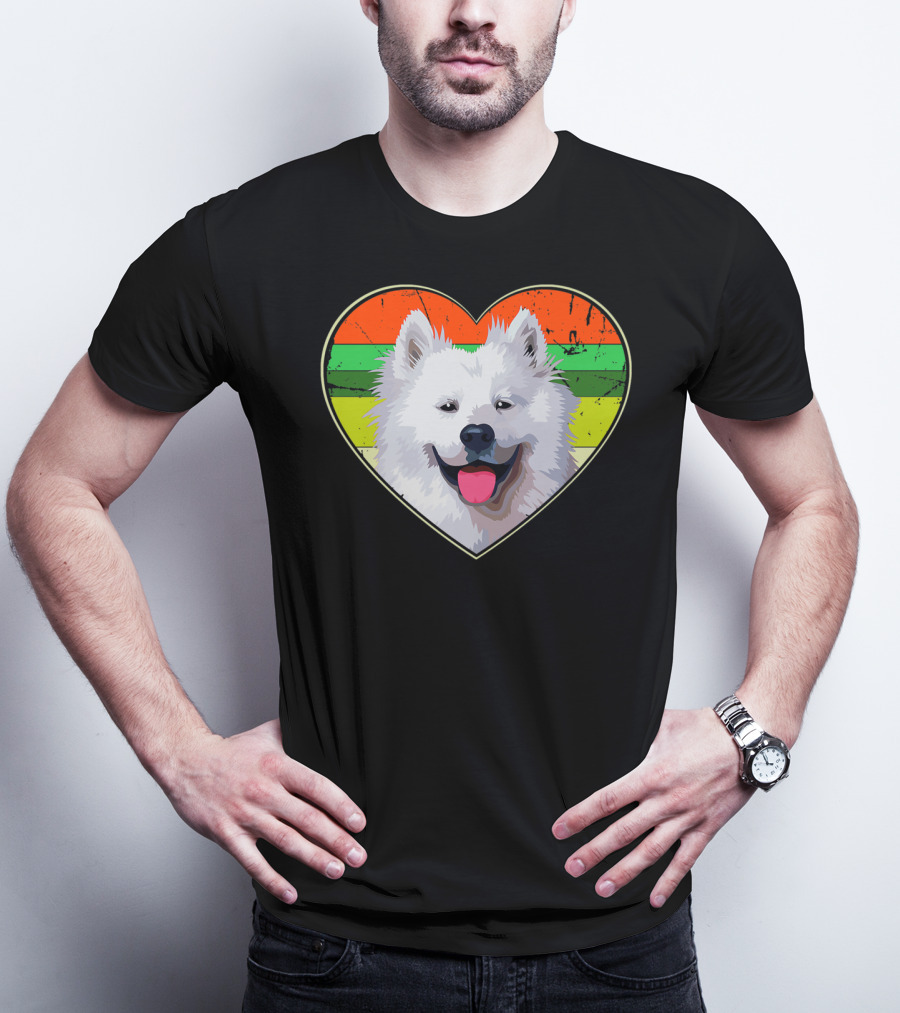Heart American Eskimo Dog Rainbow Stripes T-Shirt