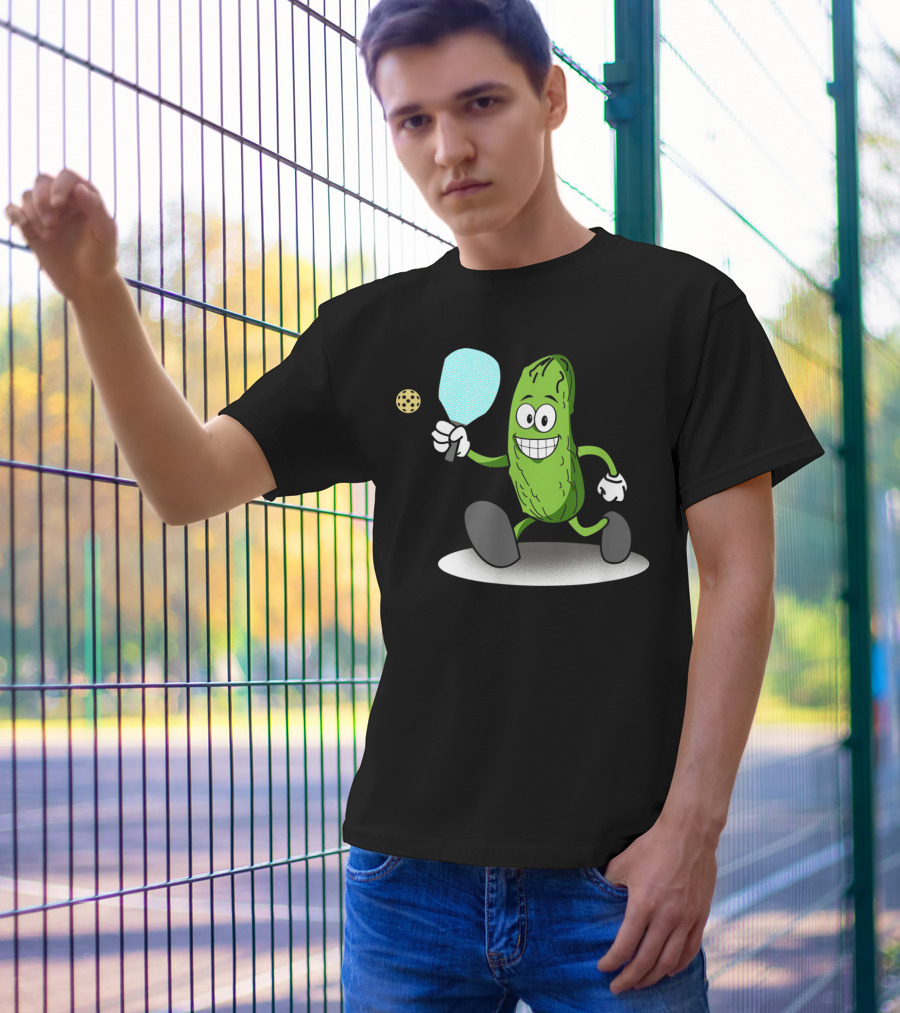 Funny Pickleball Pickle Playing Paddle Sports T-Shirt