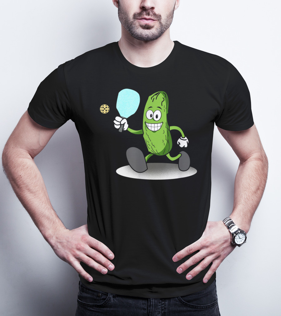 Funny Pickleball Pickle Playing Paddle Sports T-Shirt