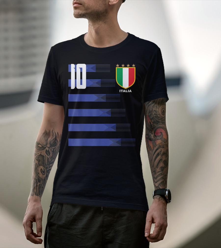 Italia Calcio Soccer Shirt Italian Flag Icon Number 10 T-Shirt