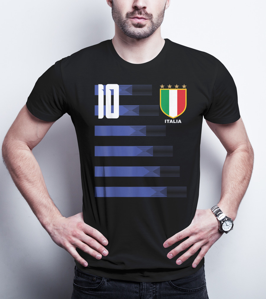 Italia Calcio Soccer Shirt Italian Flag Icon Number 10 T-Shirt