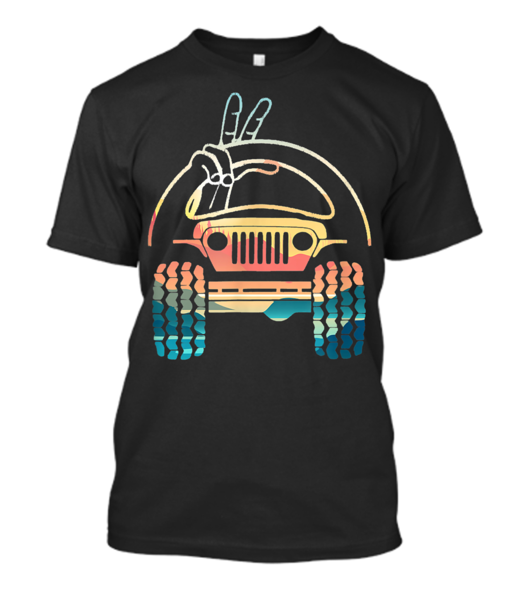 Jeep Lovers Peace Sign Wave Retro Jeep T-Shirt