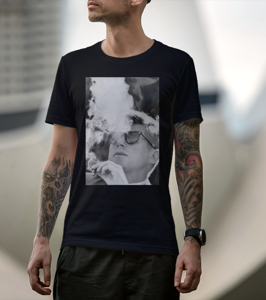 JFK Smoking With Shades John Kennedy Iconic Cigar Image T-Shirt