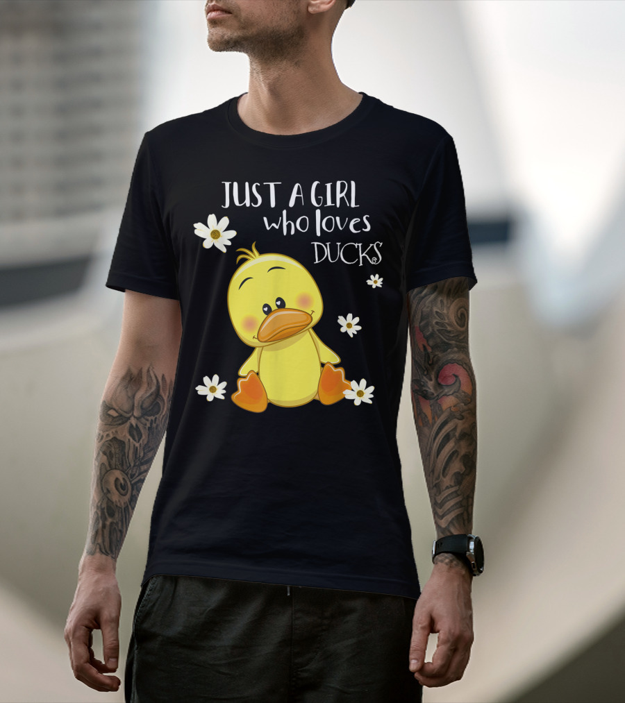 Just A Girl Who Loves Ducks Cute Duck Lover With Flowers T-Shirt