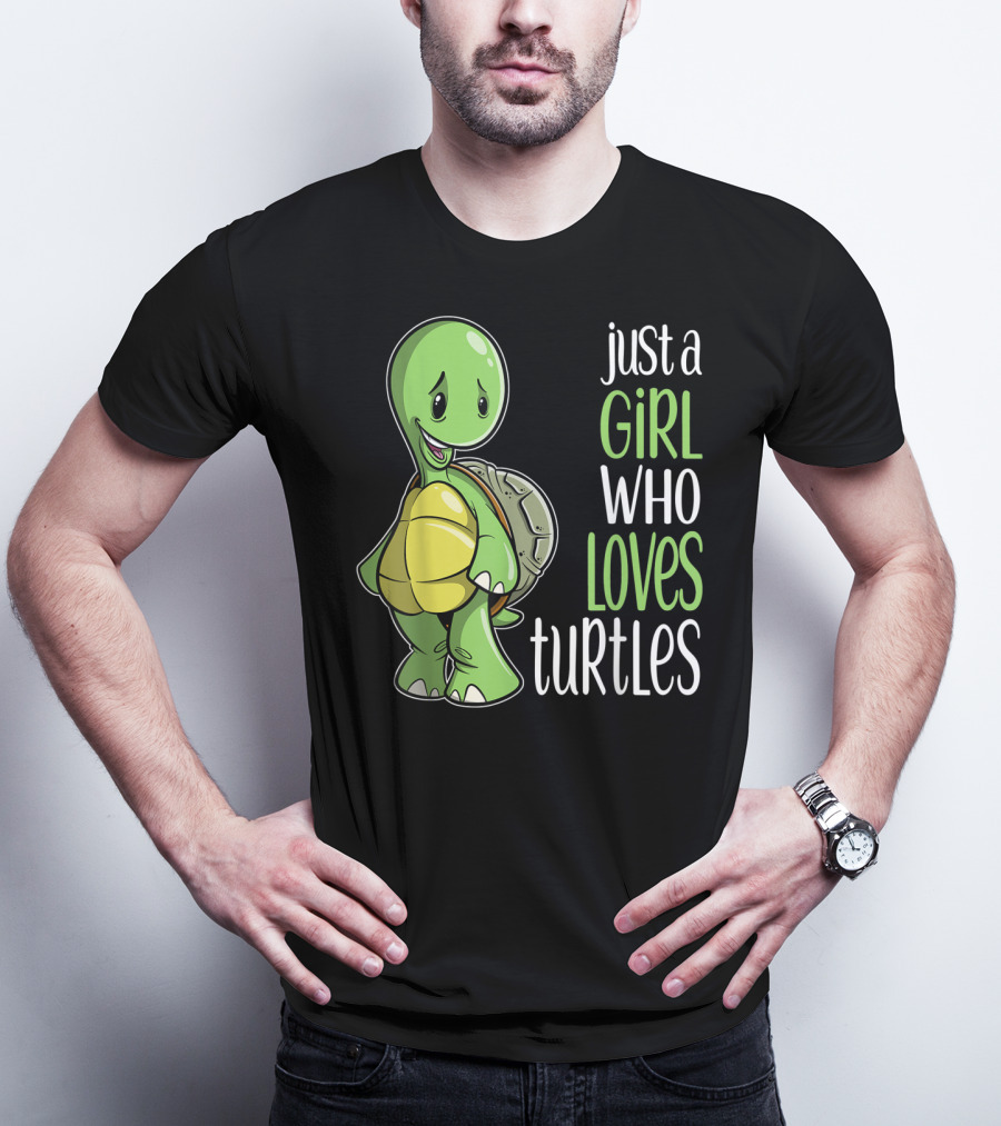 Just A Girl Who Loves Turtles Cute Cartoon T-Shirt