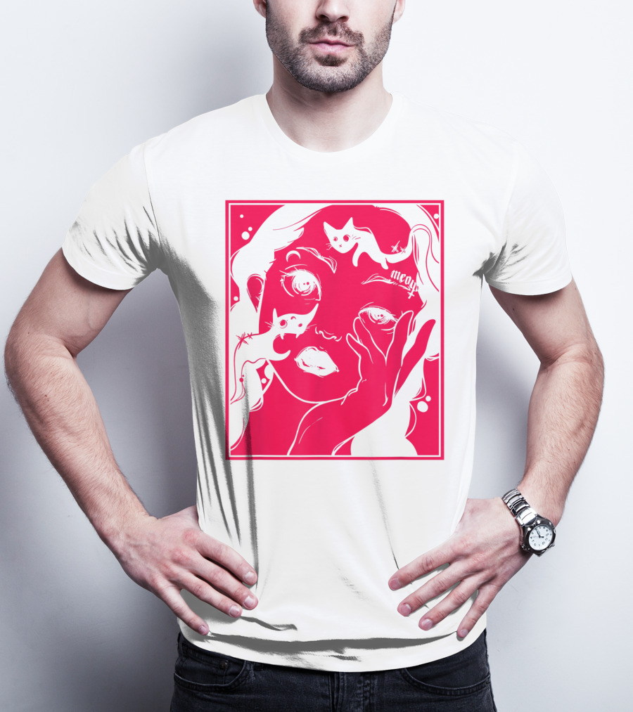 Kawaii Soft Grunge Egirl Aesthetic Harajuku Meow Black Cat Motif T-Shirt