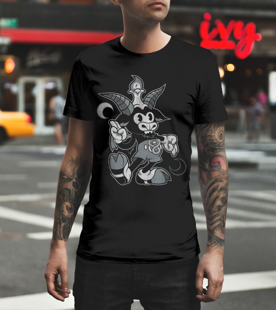 Baphomet Occult Cartoon Goat Character T-Shirt