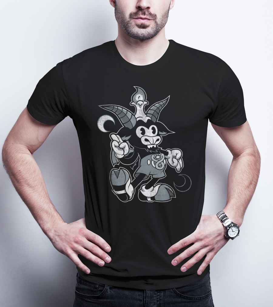 Baphomet Occult Cartoon Goat Character T-Shirt