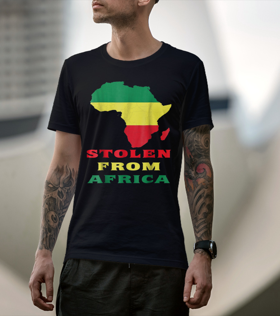 Stolen From Africa Flag Colors Map T-Shirt