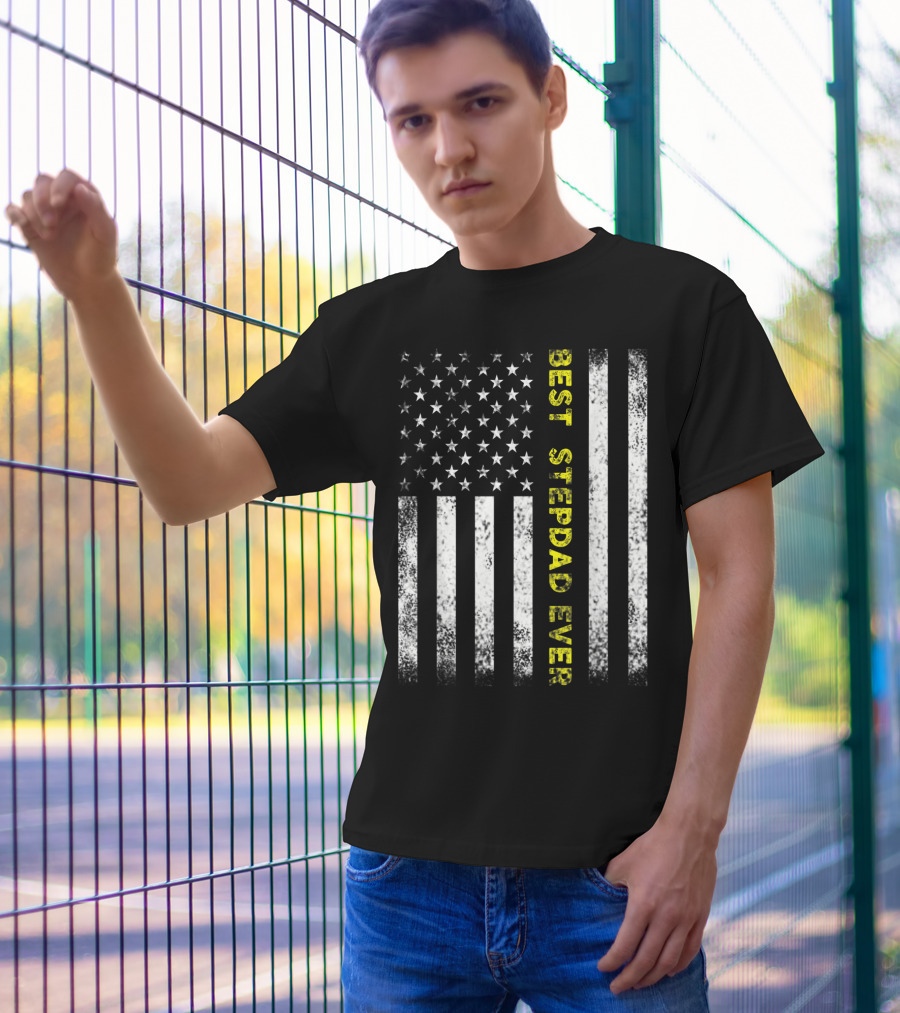 Best Stepdad Ever American Flag T-Shirt