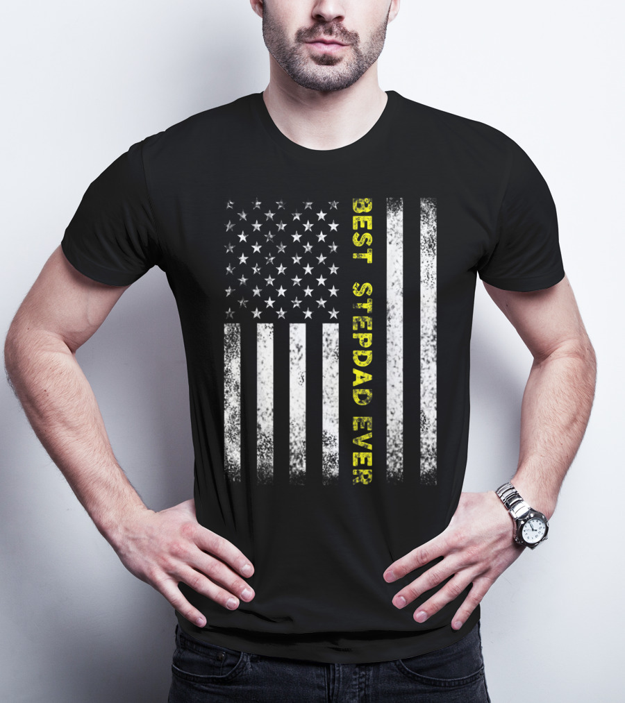 Best Stepdad Ever American Flag T-Shirt