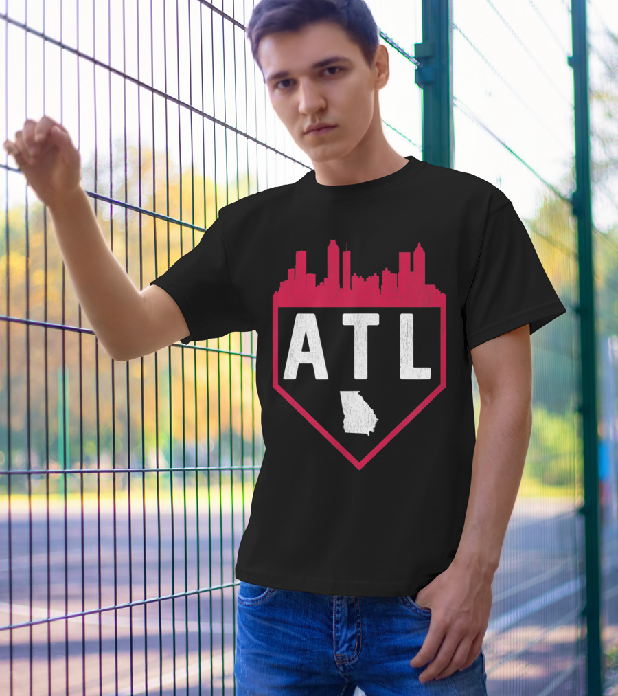 ATL Skyline Home Plate Atlanta Baseball Vintage Georgia T-Shirt