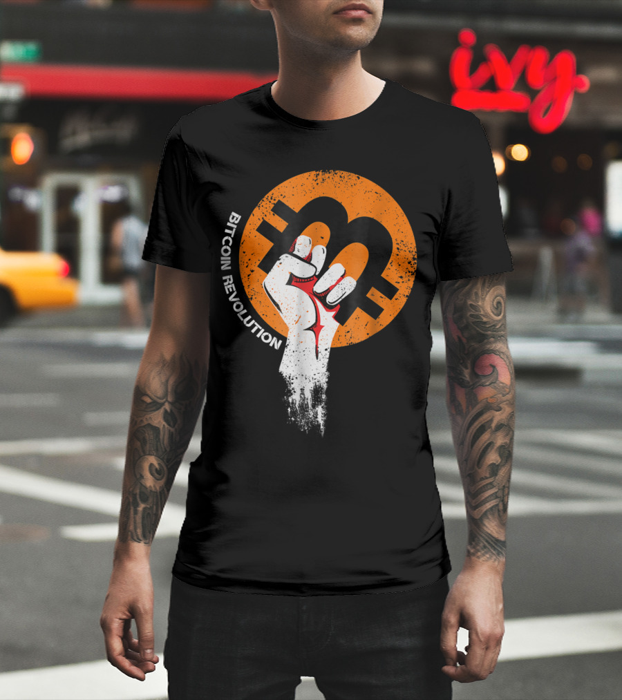 Bitcoin Cryptocurrency BTC Revolution Fist T-Shirt