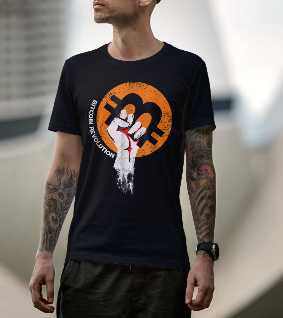 Bitcoin Cryptocurrency BTC Revolution Fist T-Shirt