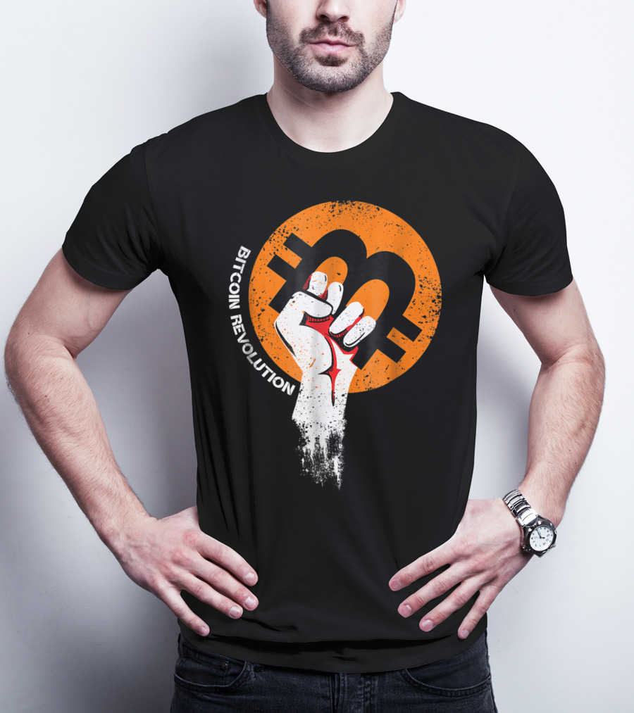 Bitcoin Cryptocurrency BTC Revolution Fist T-Shirt