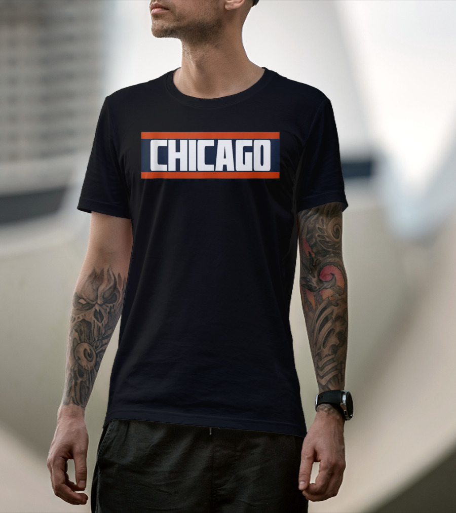 Chicago Bold Orange Blue White Block T-Shirt
