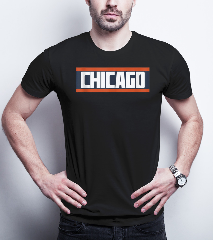 Chicago Bold Orange Blue White Block T-Shirt
