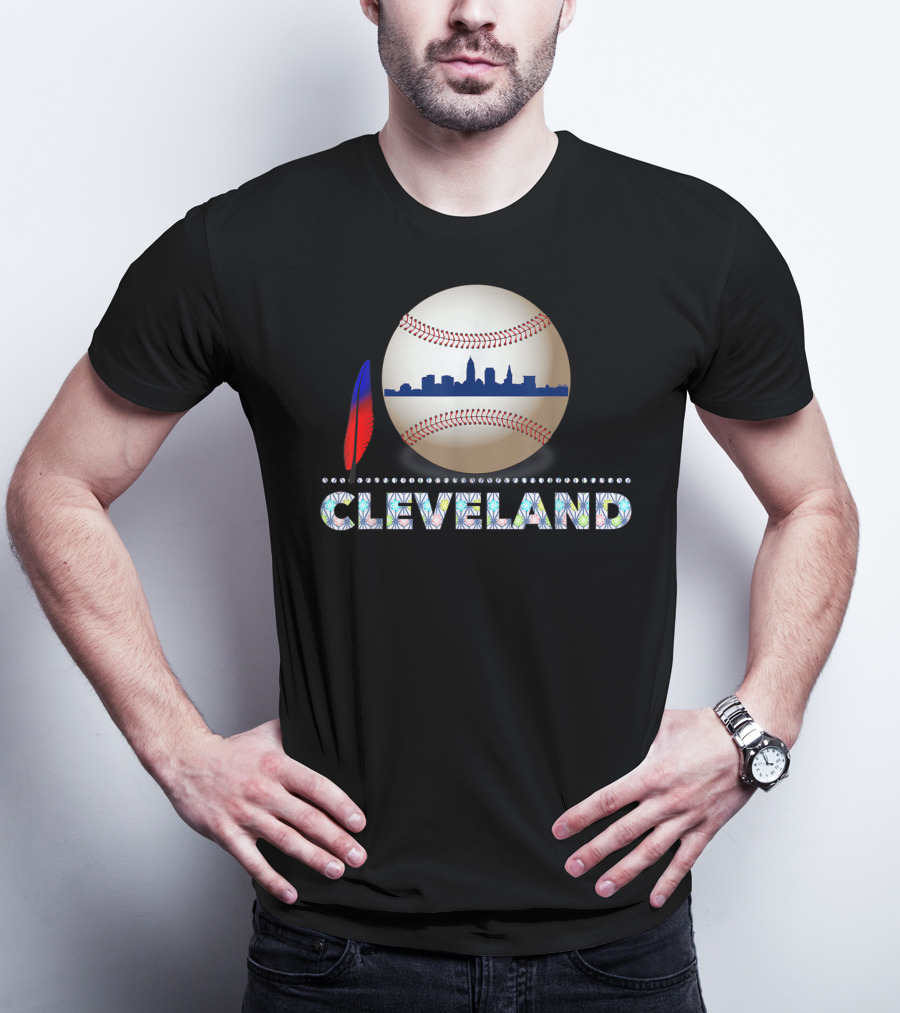 Cleveland Baseball Skyline Feather Emblem T-Shirt