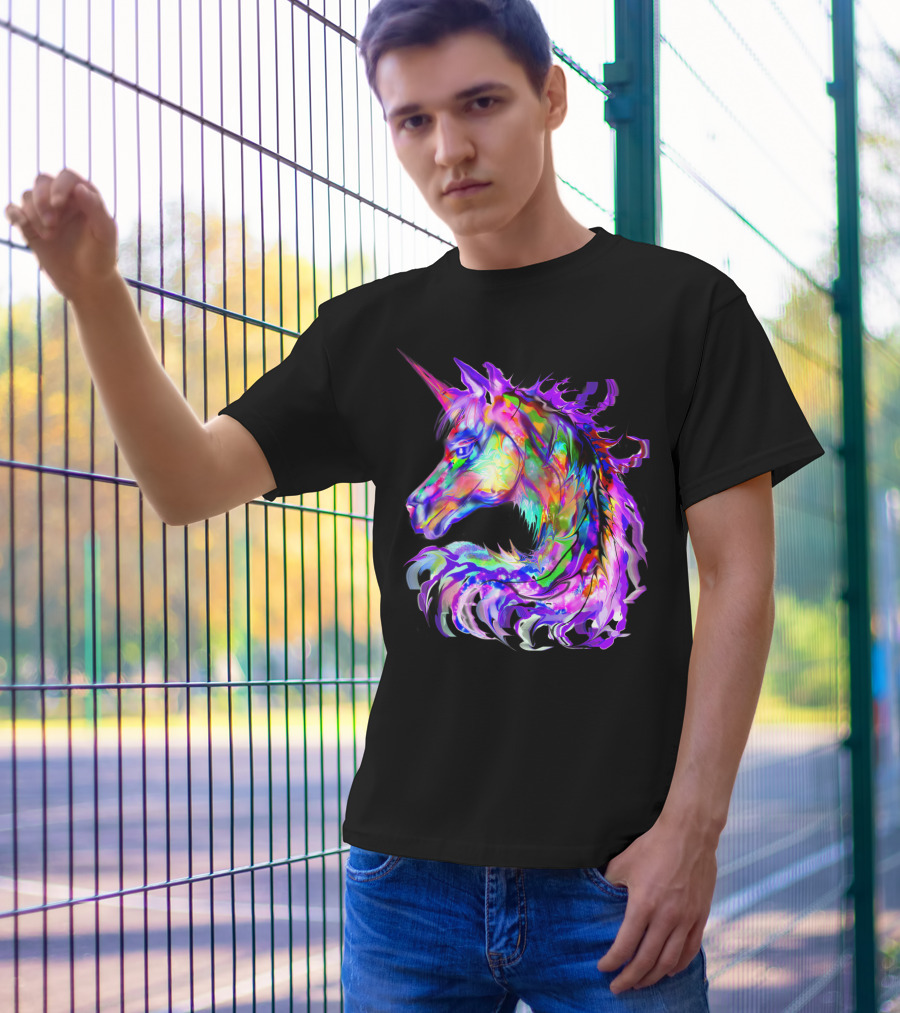 Festival Neon Colorful Rainbow Cute Unicorn Rave T-Shirt