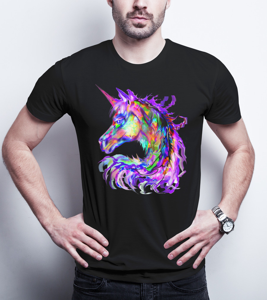 Festival Neon Colorful Rainbow Cute Unicorn Rave T-Shirt