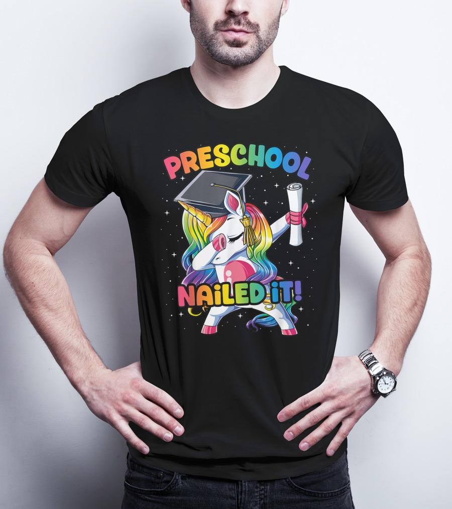 Preschool Nailed It Dabbing Unicorn Graduation T-Shirt