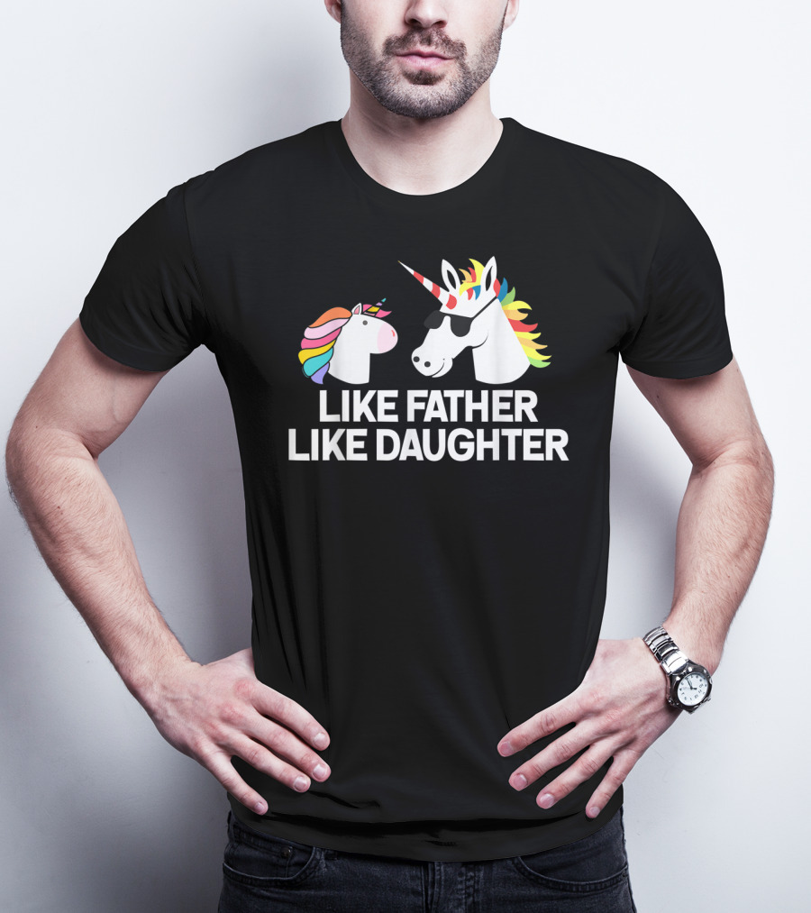 Like Father Like Daughter Unicorn Matching Rainbow Mane T-Shirt
