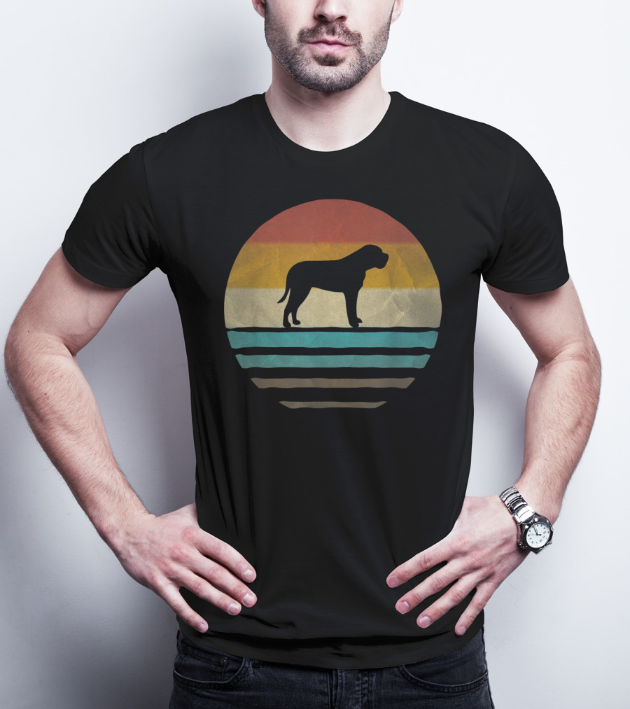 English Mastiff Dog Vintage 70s Retro Sunset T-Shirt