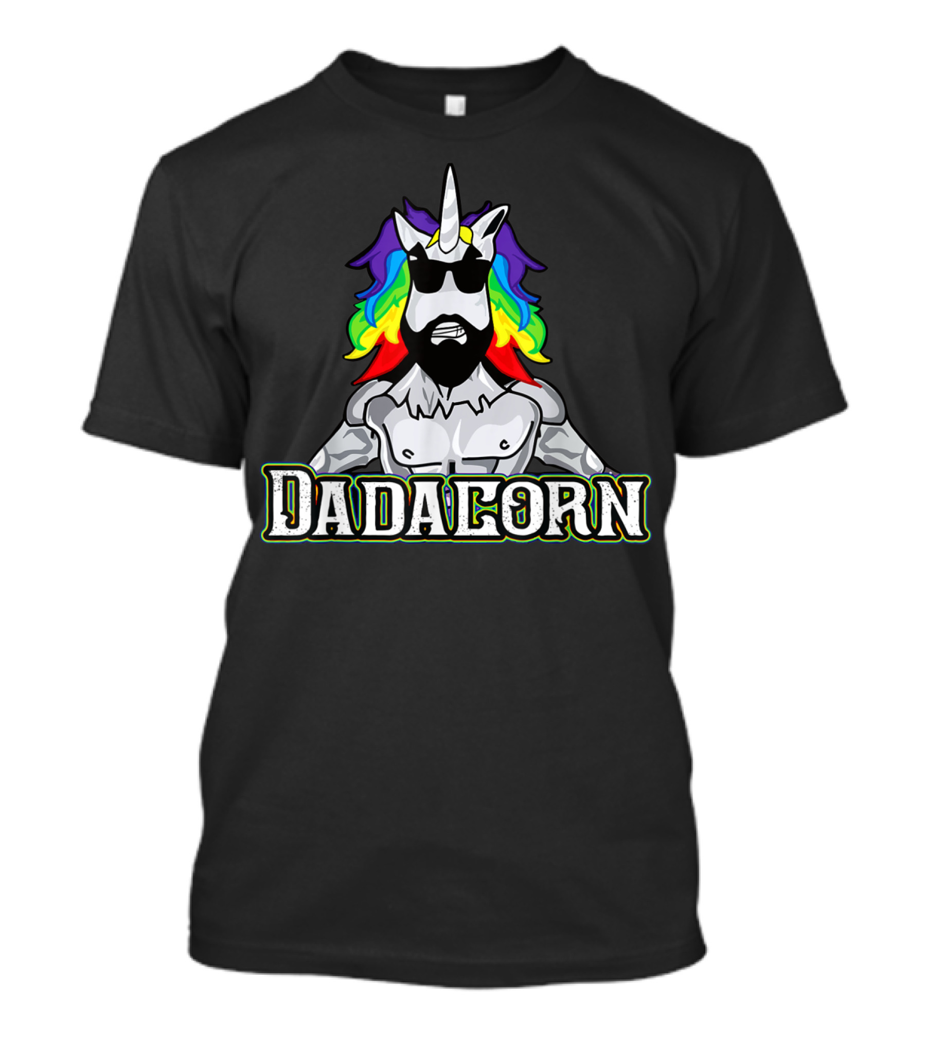 Dadacorn Rainbow Unicorn Man With Sunglasses T-Shirt