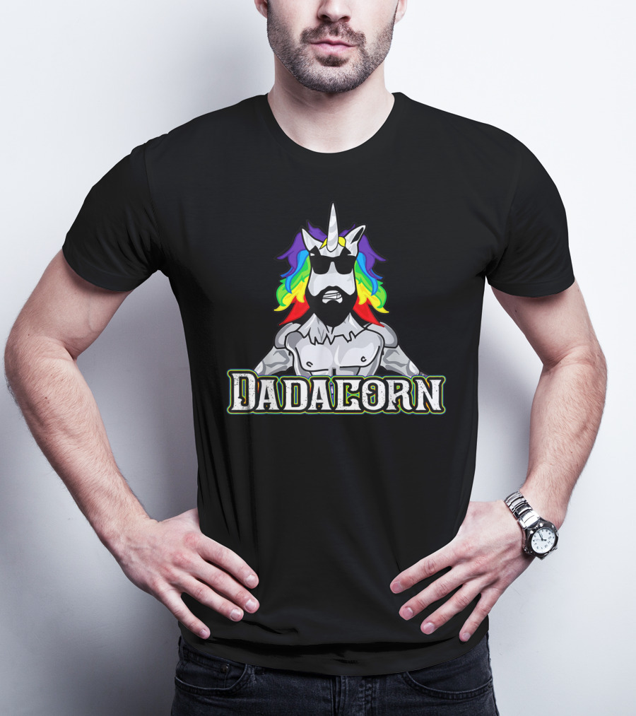 Dadacorn Rainbow Unicorn Man With Sunglasses T-Shirt