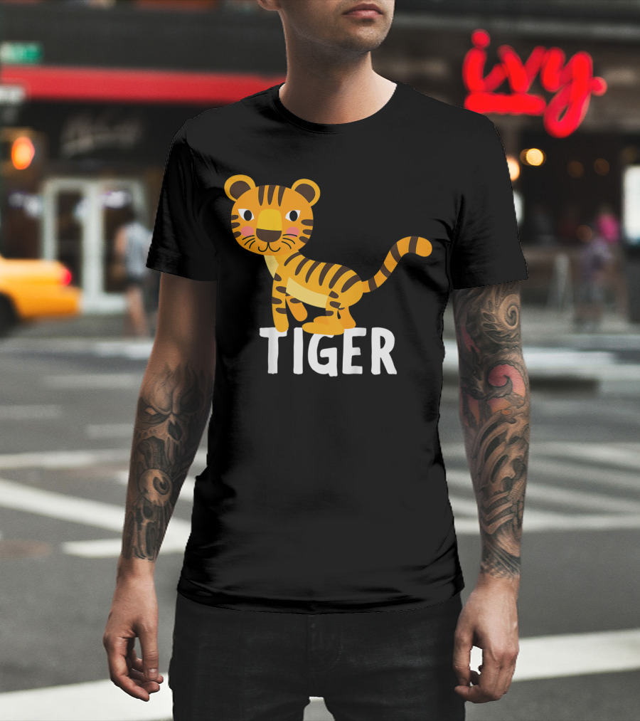Tiger Cartoon Illustration For Kids And Girls T-Shirt