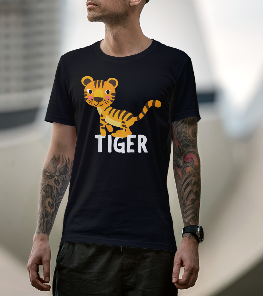 Tiger Cartoon Illustration For Kids And Girls T-Shirt