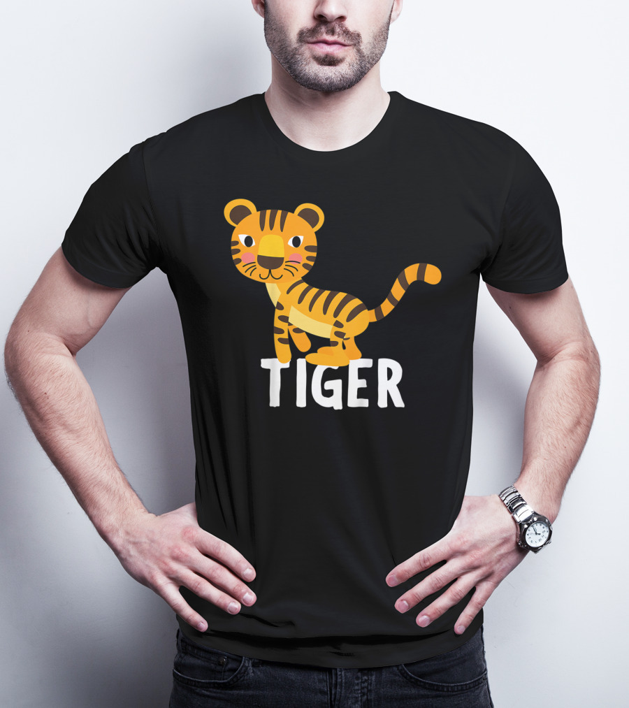 Tiger Cartoon Illustration For Kids And Girls T-Shirt