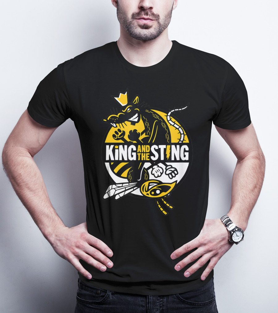 KING AND THE STING Crowned Rat And Bee Emblem T-Shirt
