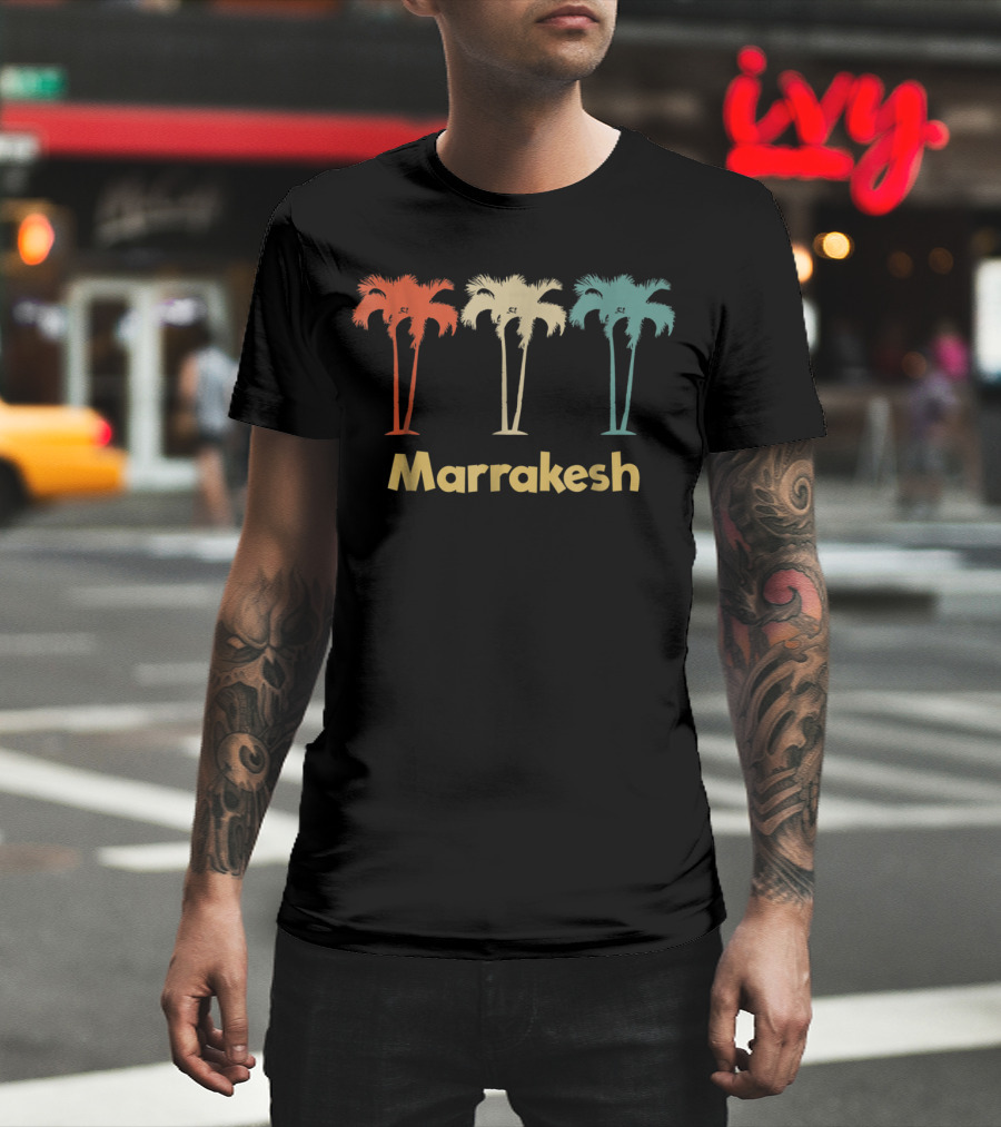 Marrakesh Morocco Vintage Vacation Palm Trees T-Shirt