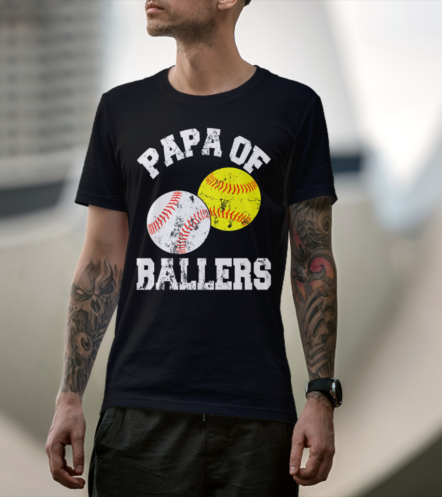 Papa Of Ballers Baseball Softball T-Shirt
