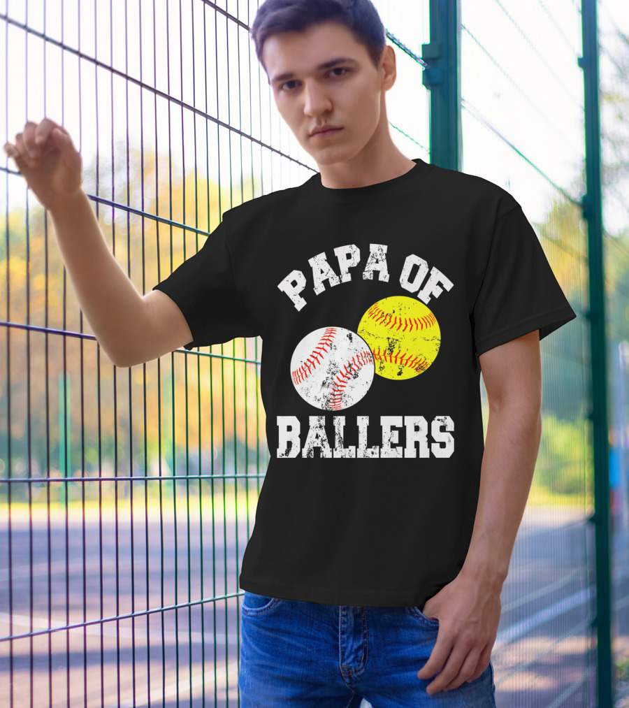 Papa Of Ballers Baseball Softball T-Shirt