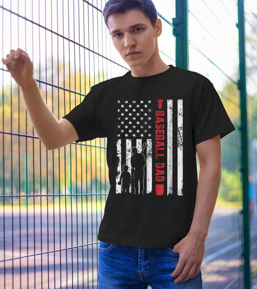 American Flag Baseball Dad Father's Day USA Sports T-Shirt