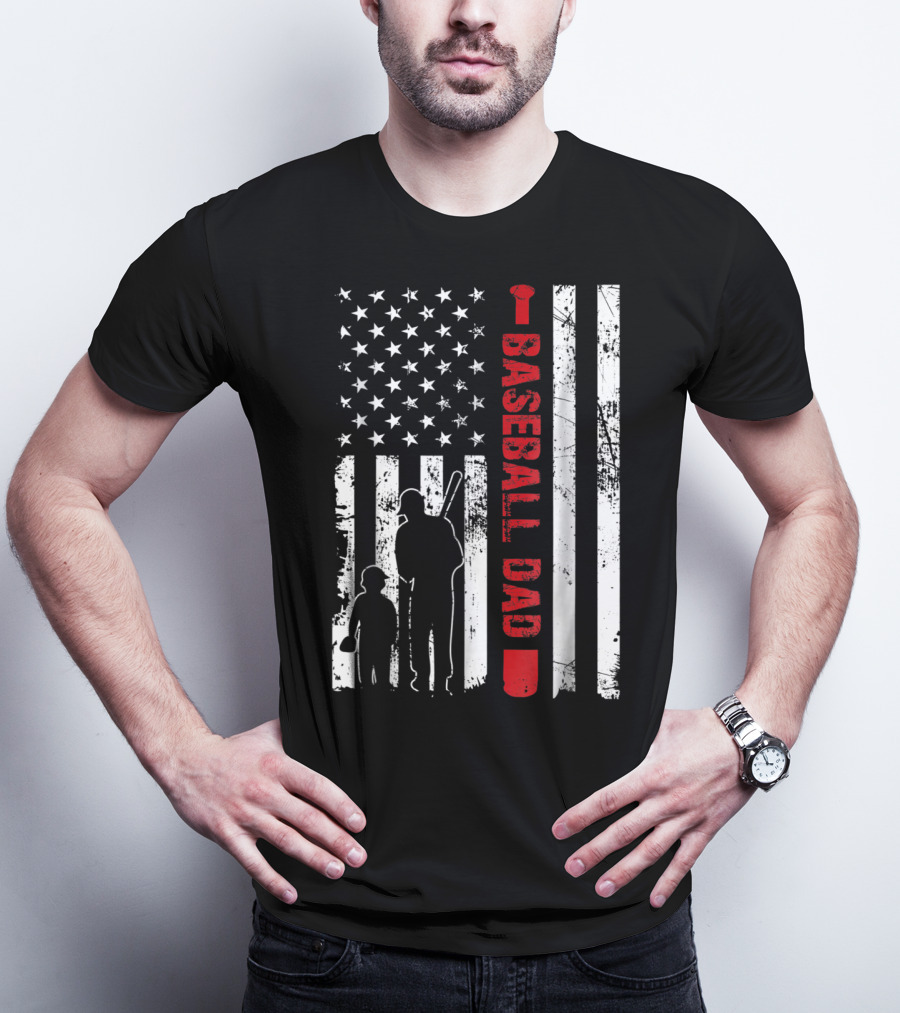 American Flag Baseball Dad Father's Day USA Sports T-Shirt