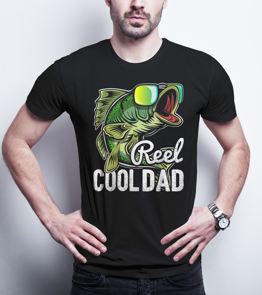 Reel Cool Dad Fishing Sunglasses Bass T-Shirt