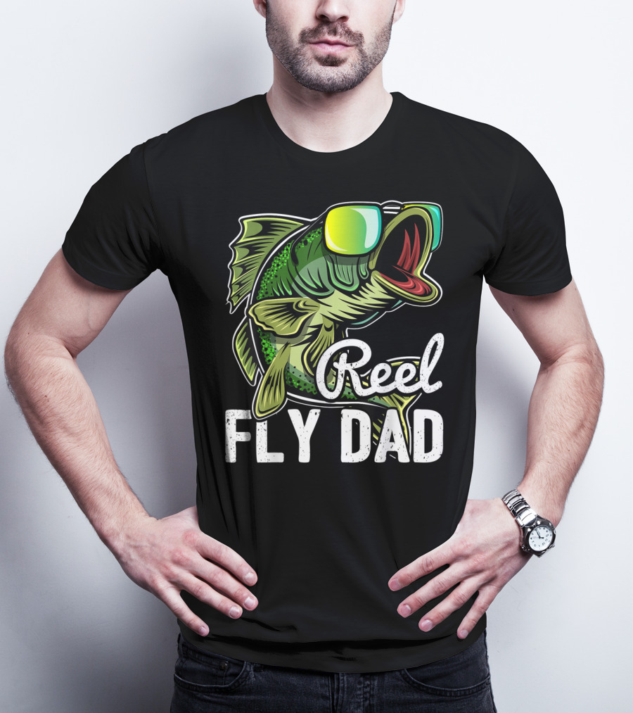 Reel Fly Dad Fishing Sunglasses Bass Fly Fishing T-Shirt