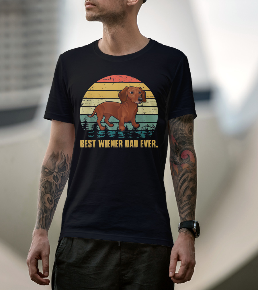 Best Wiener Dad Ever Mens Vintage Dachshund T-Shirt
