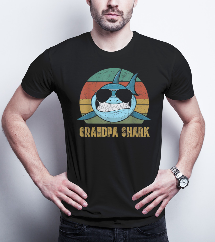 Grandpa Shark Vintage Retro Sunglasses T-Shirt